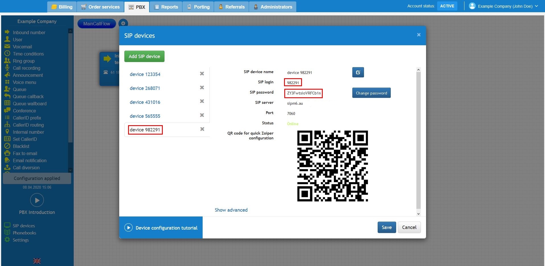 Zoiper Softphone Configuration